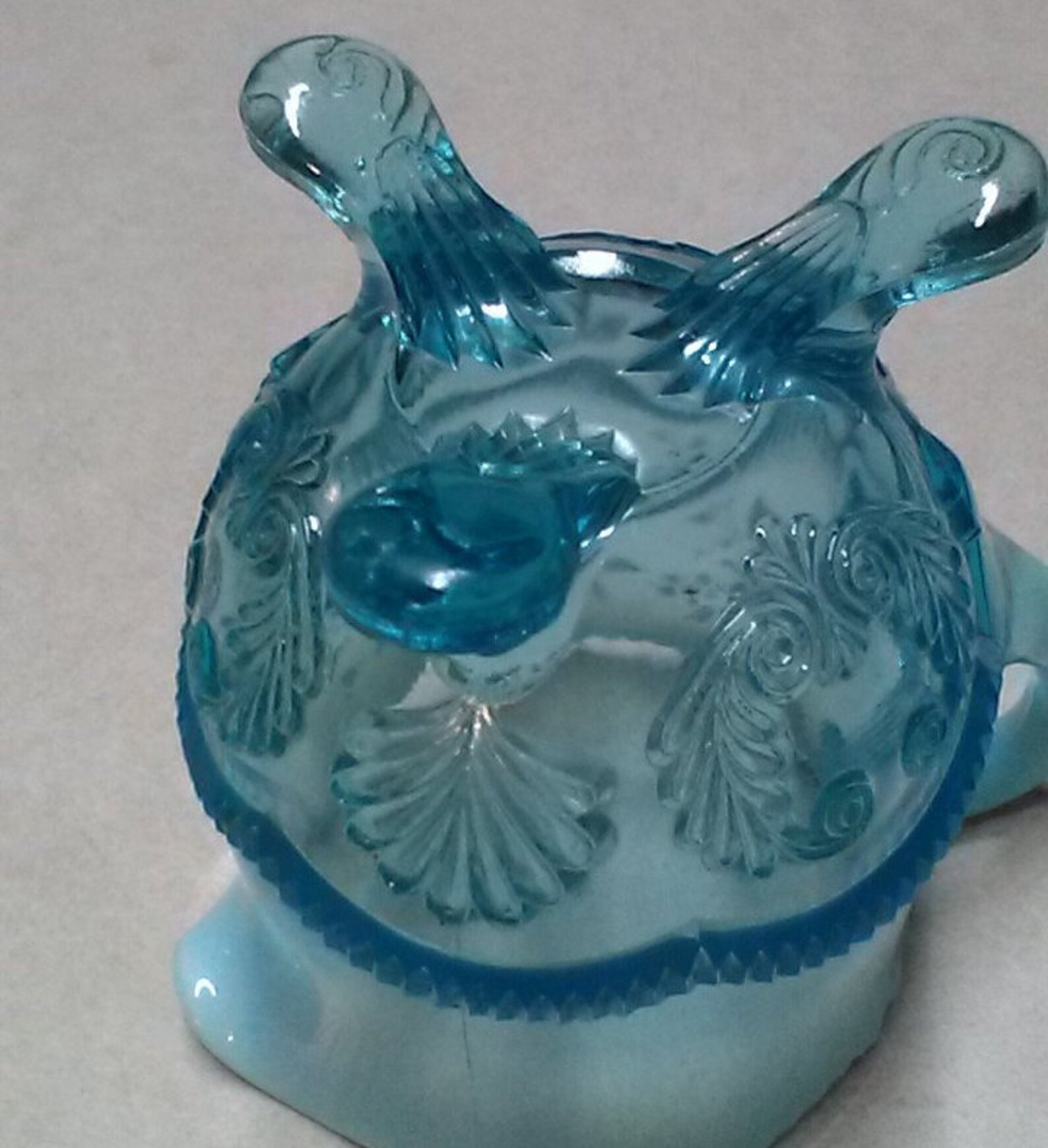 Antique Model Flint Glass Co/glass Works (albany, IN) Blue Opalescent ...