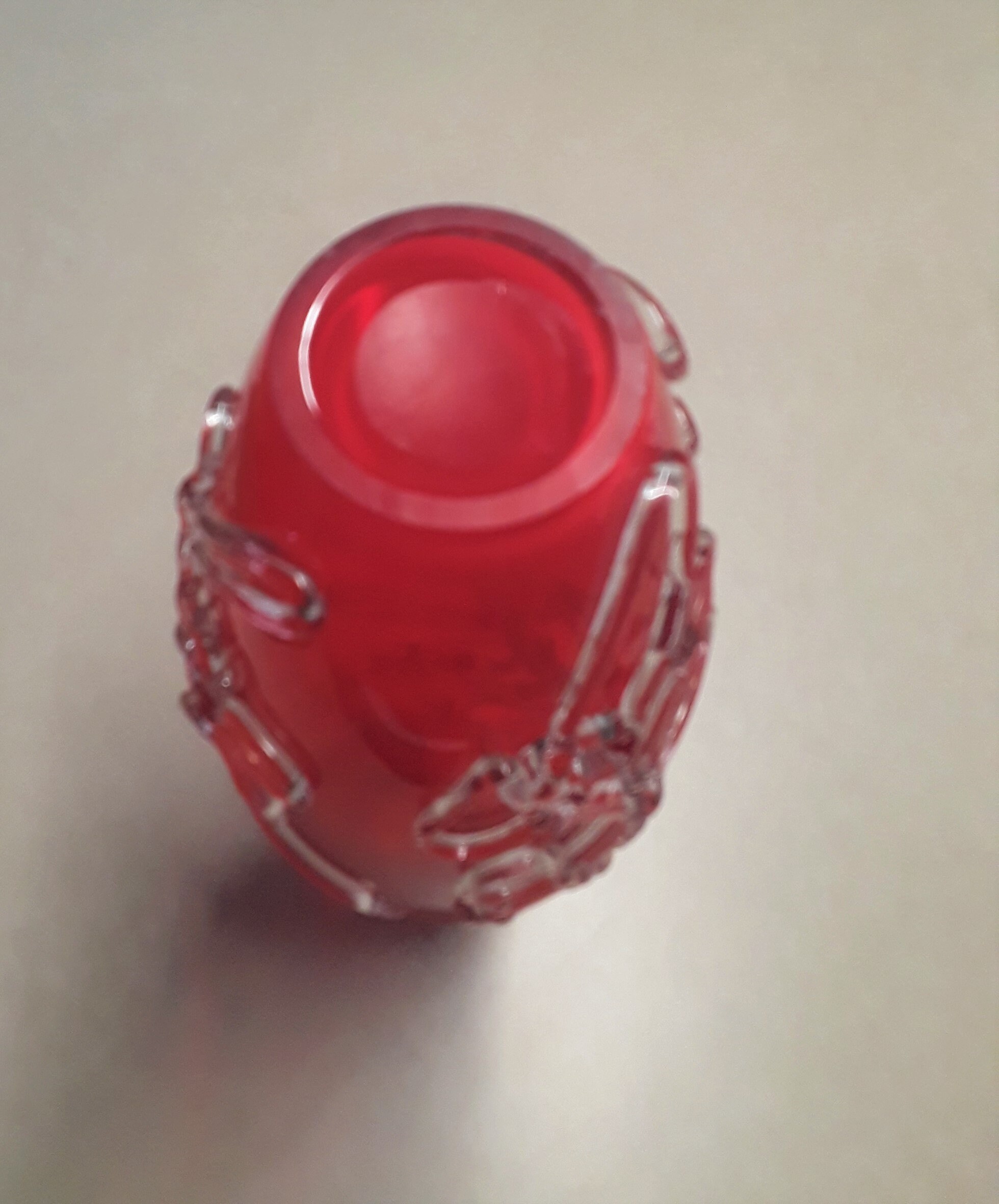 Massive Vintage Ion Tamaian Hand Blown Red and Clear White Art Glass ...