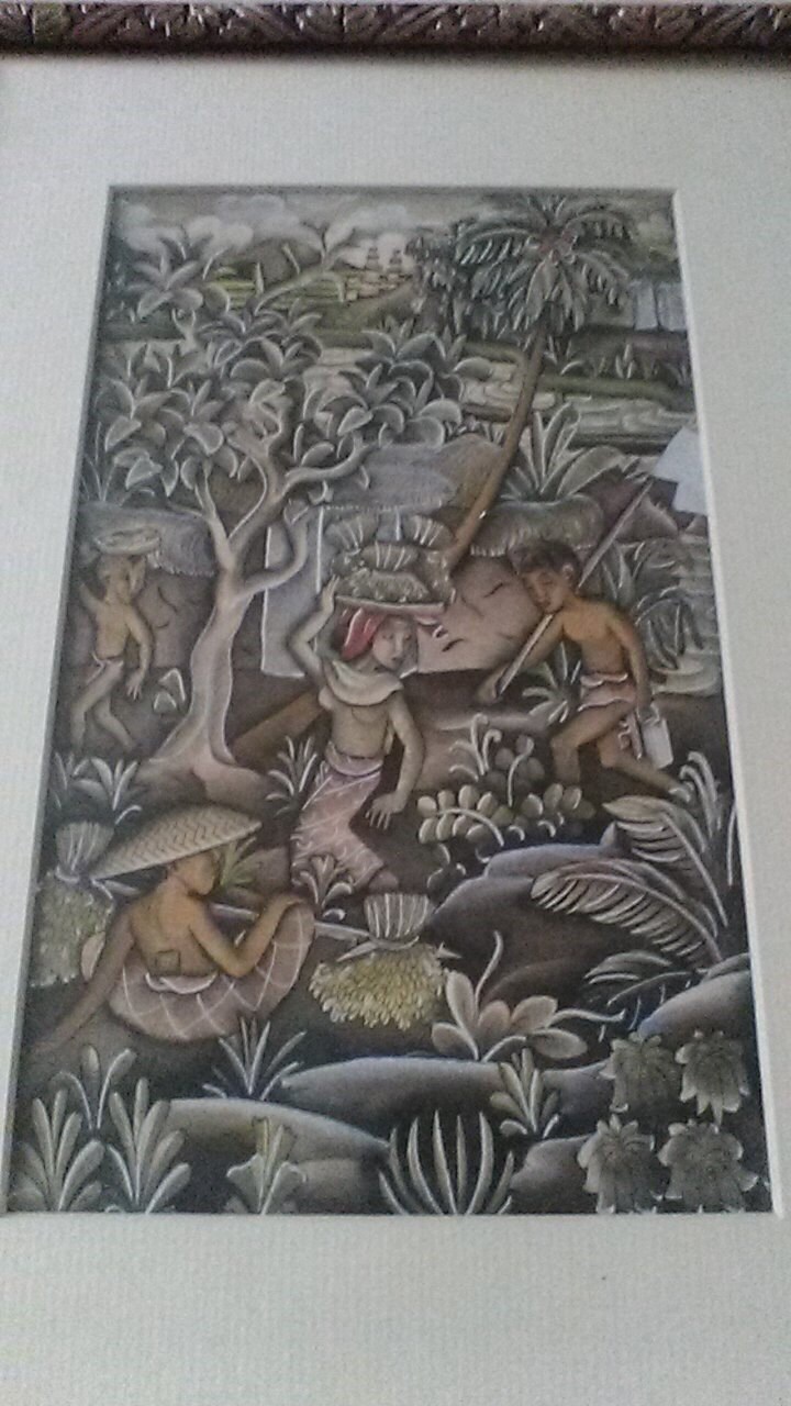 Set of Three Vintage Ida Bagus Made (batuan, Bali) Paintings on Paper ...