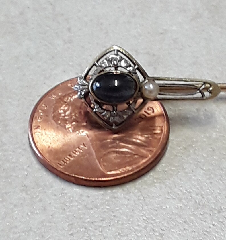 Vintage Krementz 14k Yellow Gold & White Gold, Blue Sapphire, and Seed ...