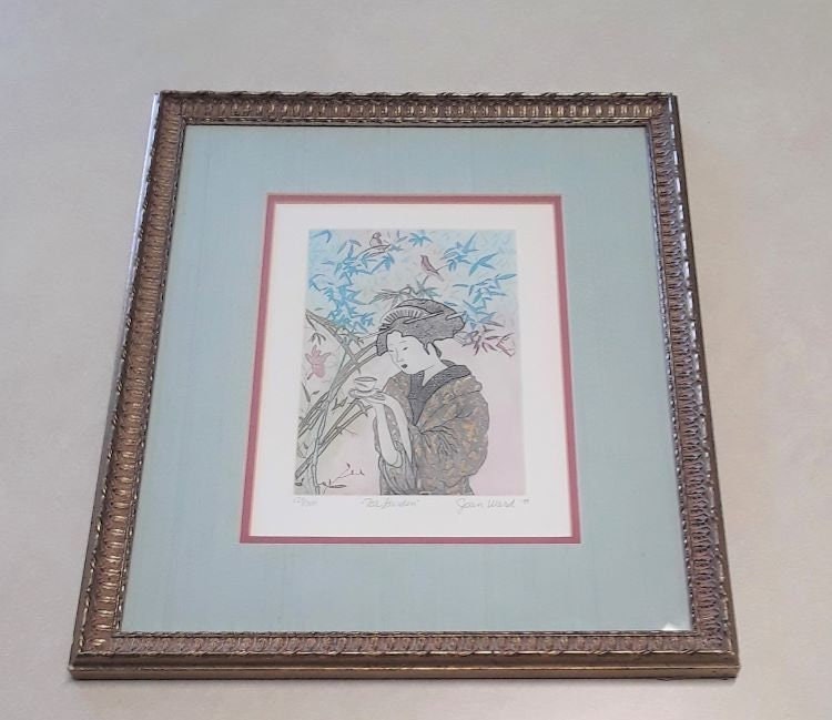 1979 Joan Ward Signed Limited Edition Colored Etching, Entitled “tea ...