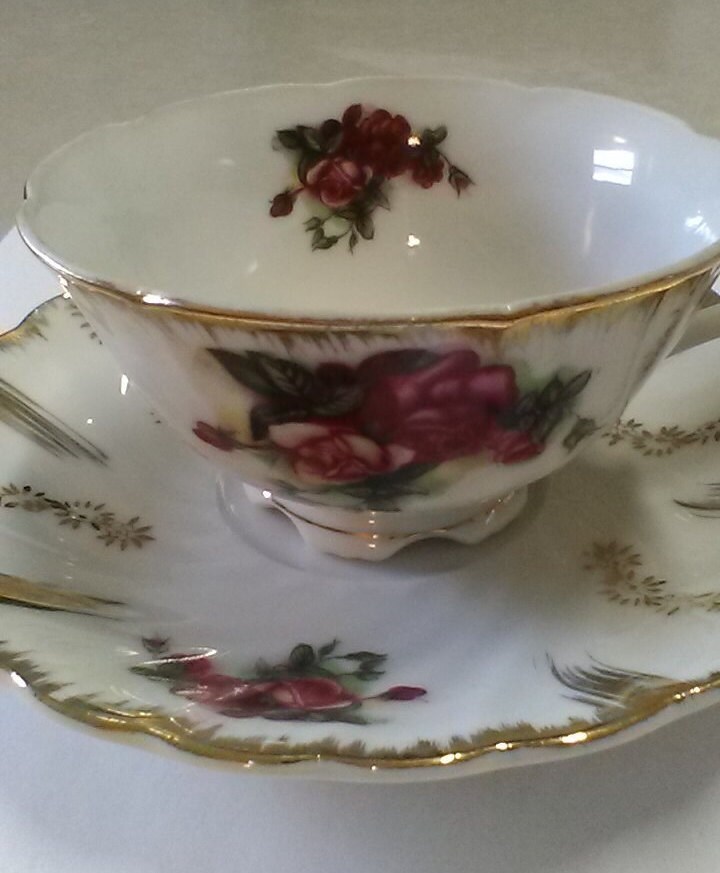 Vintage Lefton China Hand-painted and Gold-accented Cup and Saucer ...