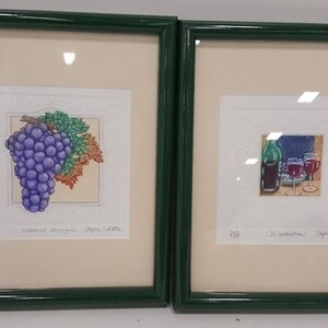 Two Vintage Original Signed Stephan Whittle Limited Edition Wine-themed ...
