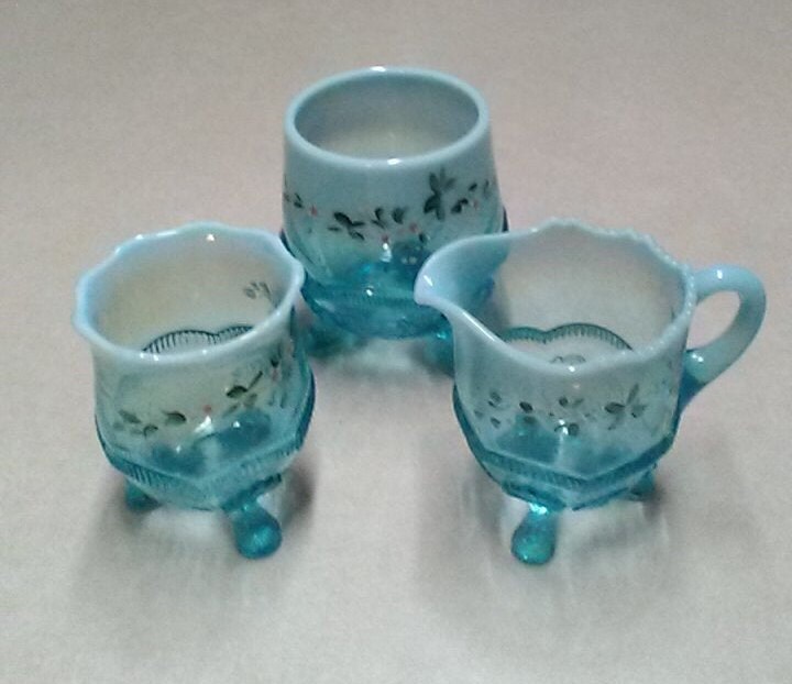 Antique Model Flint Glass Co/glass Works (albany, IN) Blue Opalescent ...