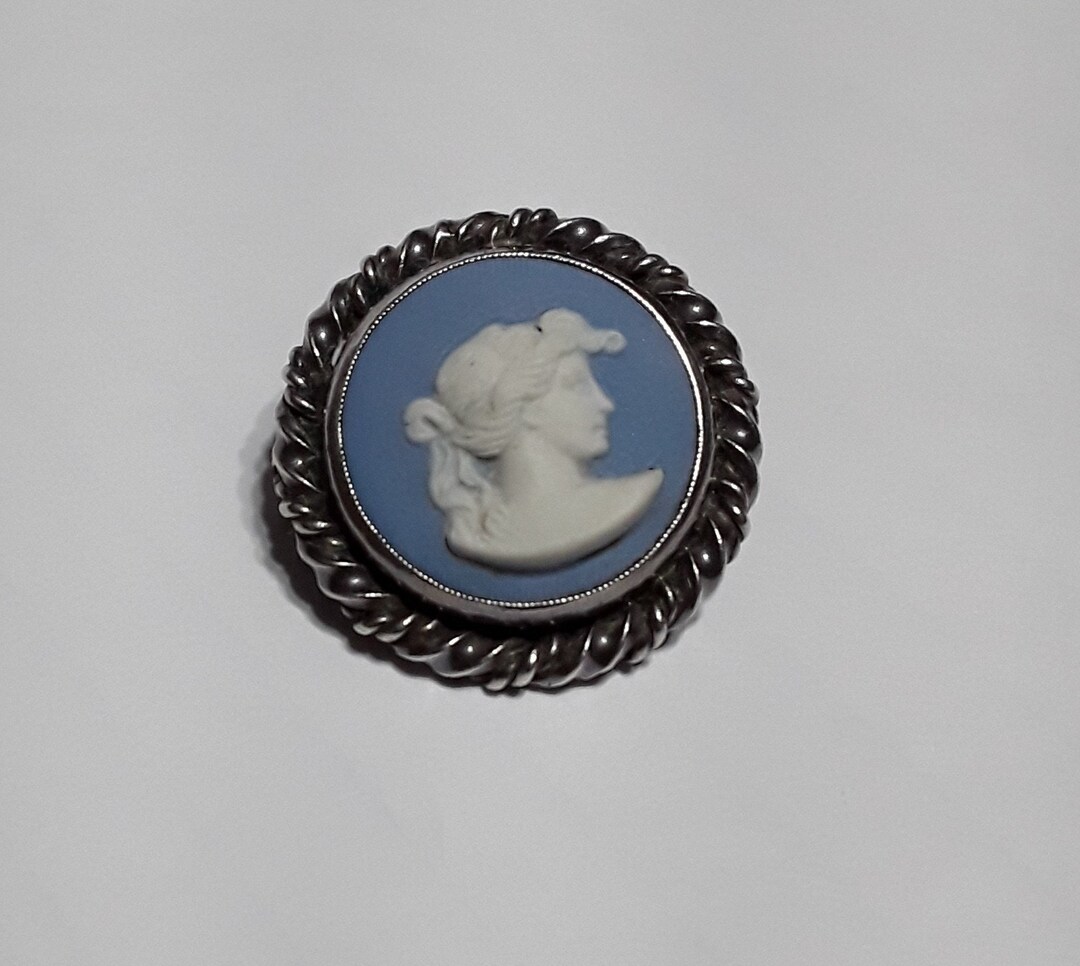 1955 Blue Wedgwood Jasperware Cameo (neoclassical Figure) Brooch ...