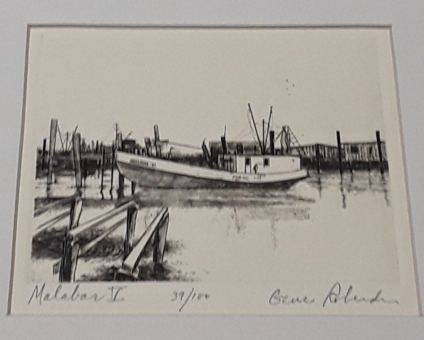 Two Signed Original and Limited Edition Etchings of Boat and Boatyard ...