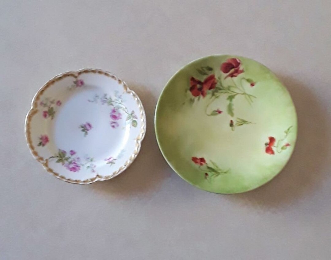 Two Vintage Small Porcelain Plates (made in Limoges, France) With Hand ...