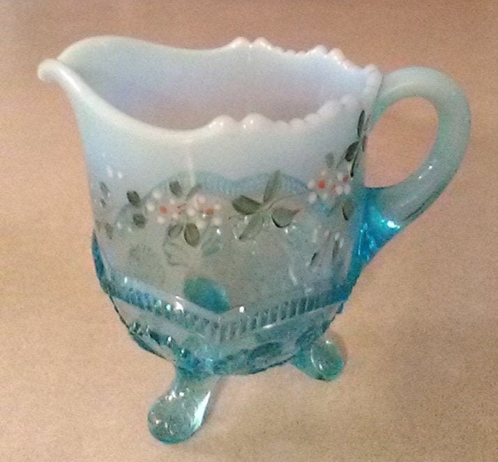 Antique Model Flint Glass Co/glass Works (albany, IN) Blue Opalescent ...