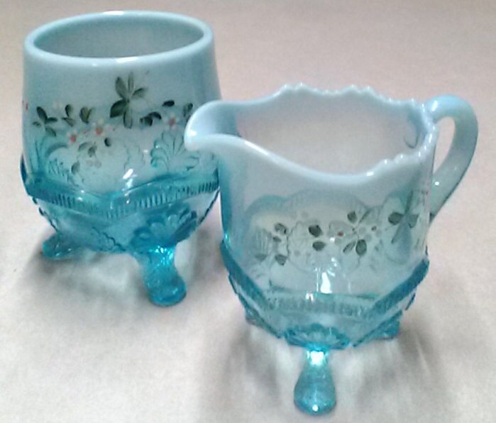 Antique Model Flint Glass Co/glass Works (albany, IN) Blue Opalescent ...