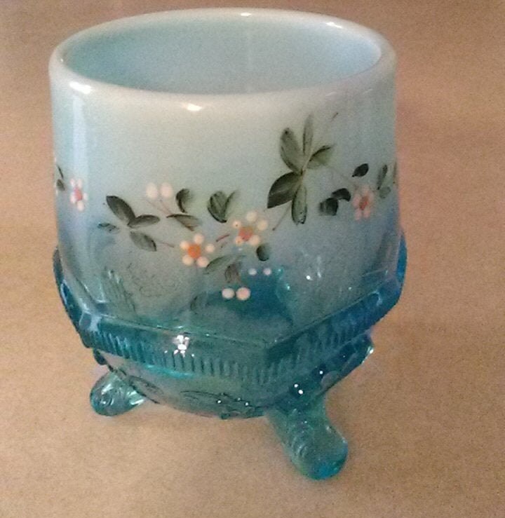 Antique Model Flint Glass Co/glass Works (albany, IN) Blue Opalescent ...