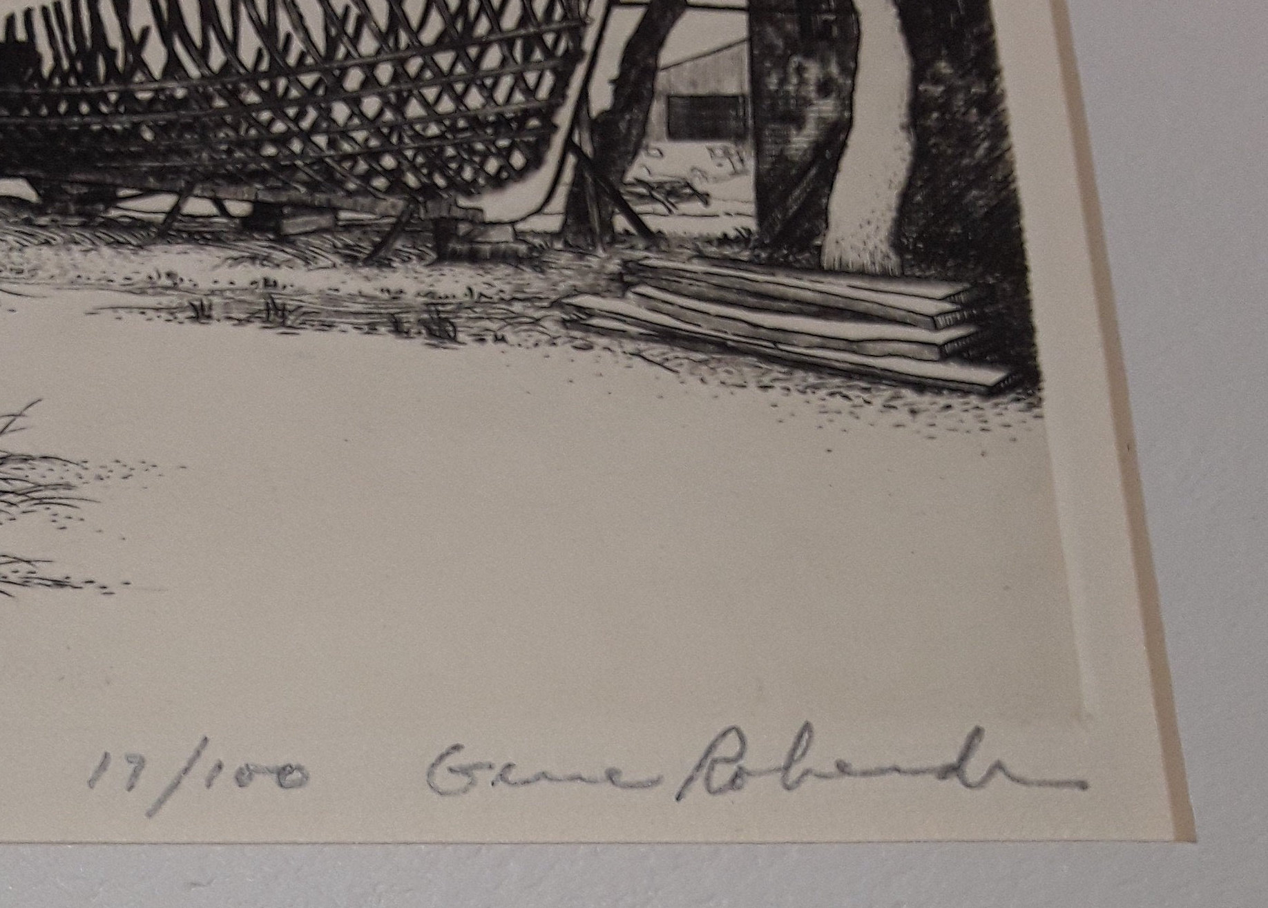 Two Signed Original and Limited Edition Etchings of Boat and Boatyard ...