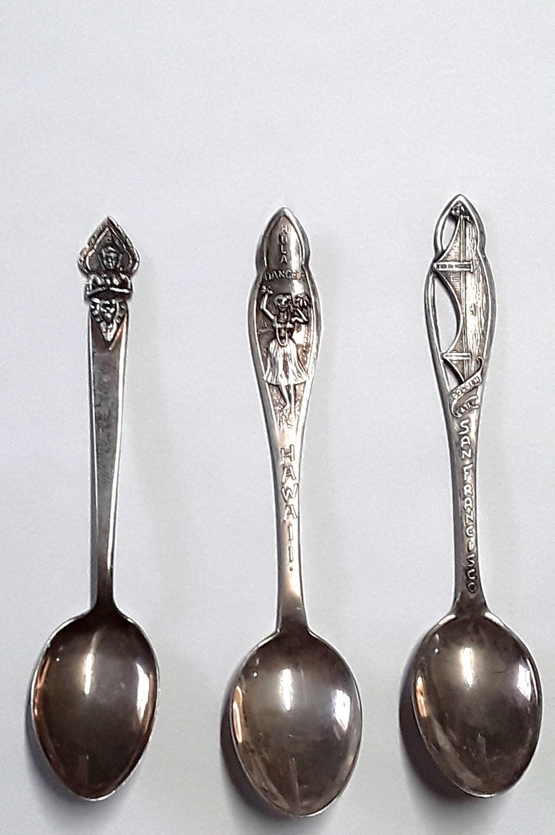 3 Small Vintage Sterling Silver (souvenir) Spoons, With Images of Asian ...