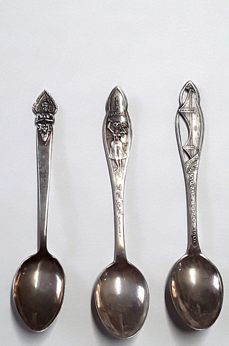 3 Small Vintage Sterling Silver (souvenir) Spoons, With Images of Asian ...
