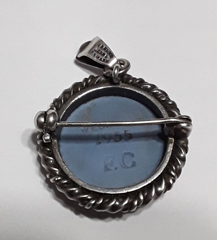 1955 Blue Wedgwood Jasperware Cameo (neoclassical Figure) Brooch ...