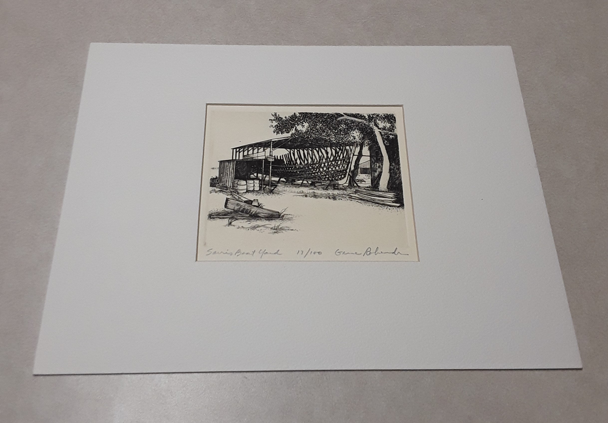 Two Signed Original and Limited Edition Etchings of Boat and Boatyard ...