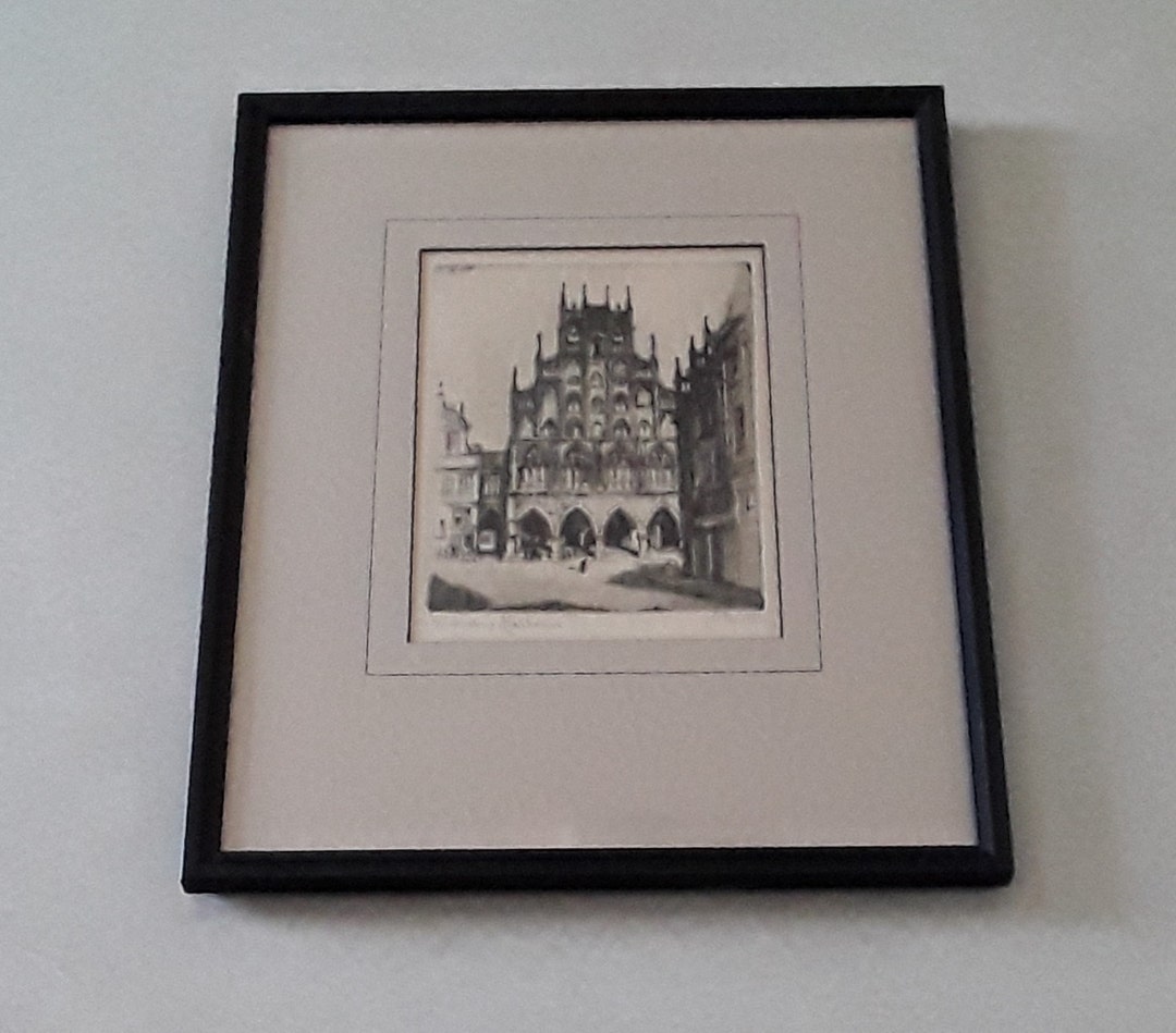 Vintage Original Signed Etching of European Gothic Cathedral - Etsy
