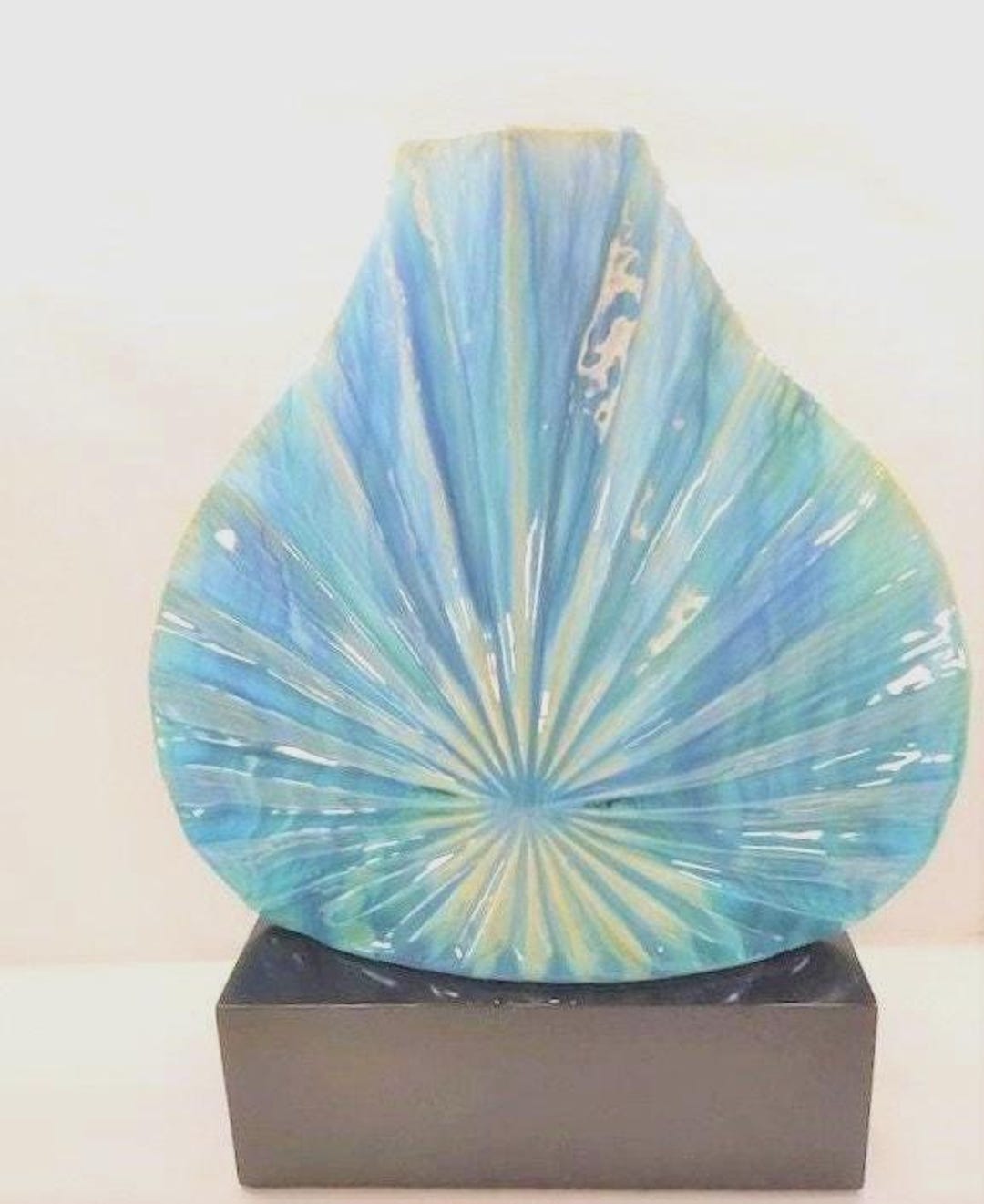 Large Vintage Art Pottery Vase (resting on Rectangular Wood-like Block ...