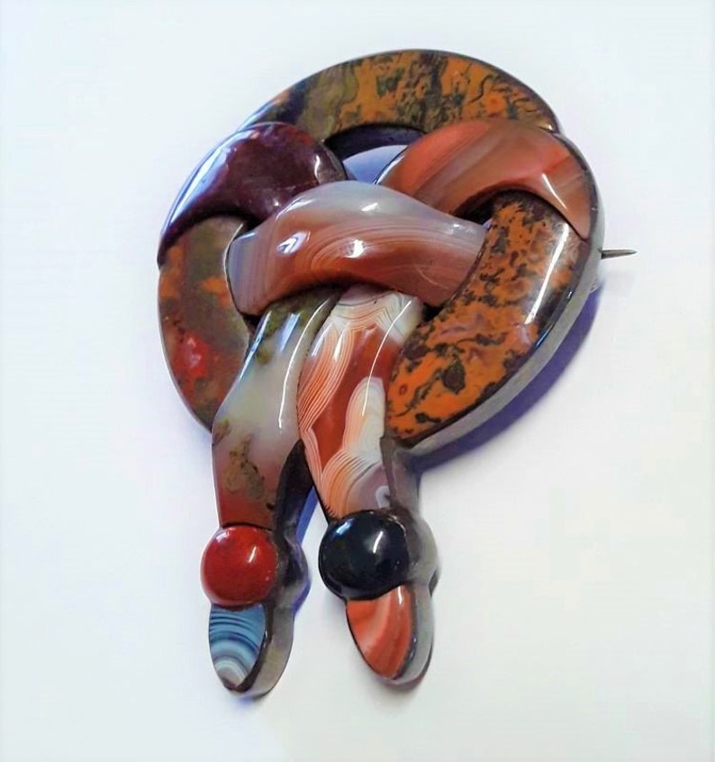 Huge Antique Sterling Silver, Scottish Agate, and Jasper ‘pebble ...