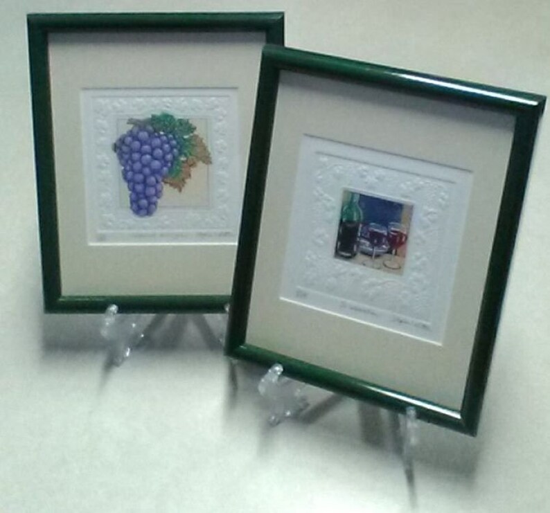 Two Vintage Original Signed Stephan Whittle Limited Edition Wine-themed ...