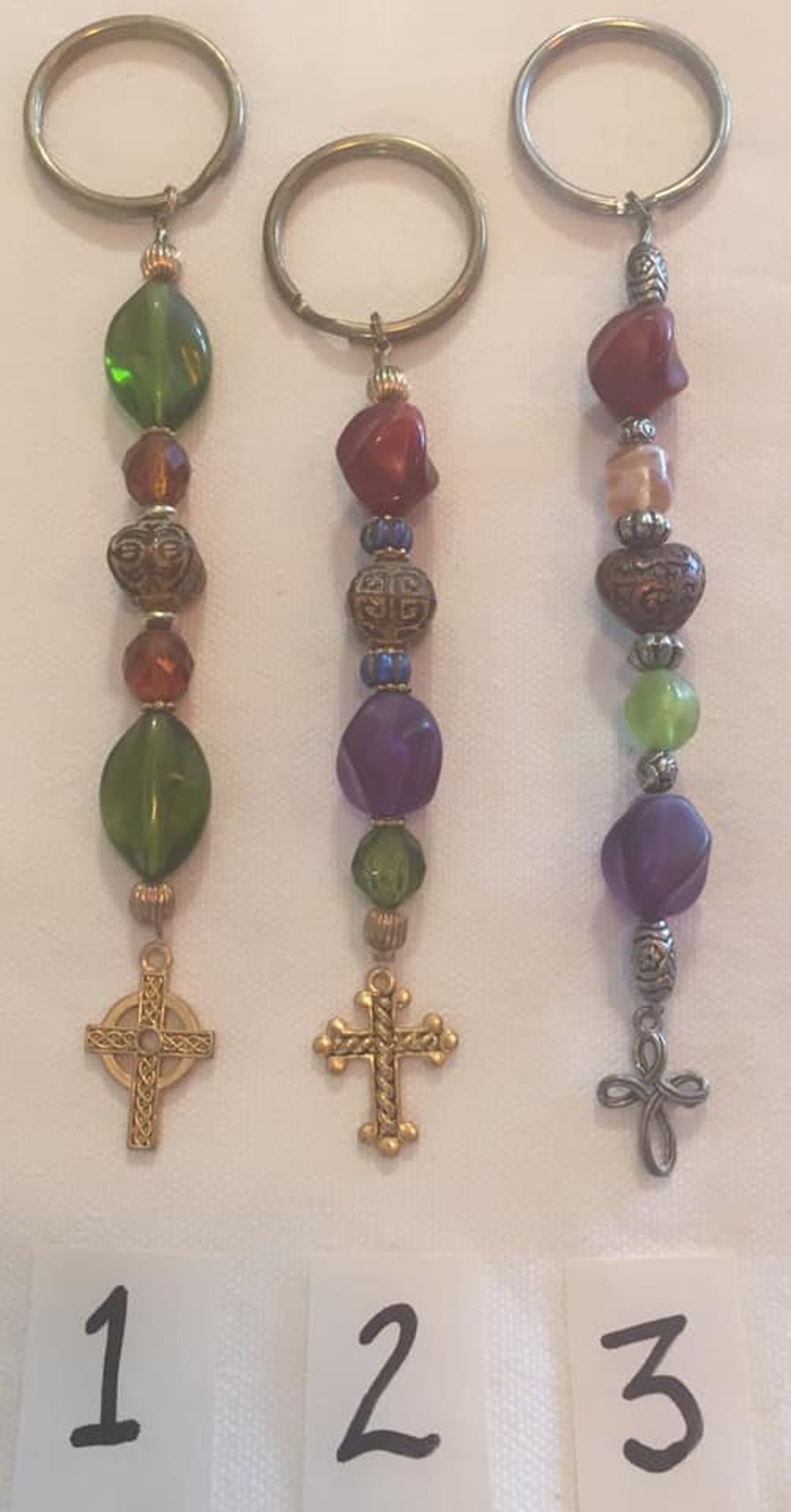 Beaded Cross Keychain - Etsy
