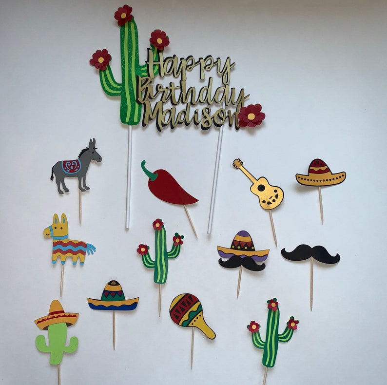 Fiesta Themed Cake & Cupcake/ Dessert Toppers - Etsy