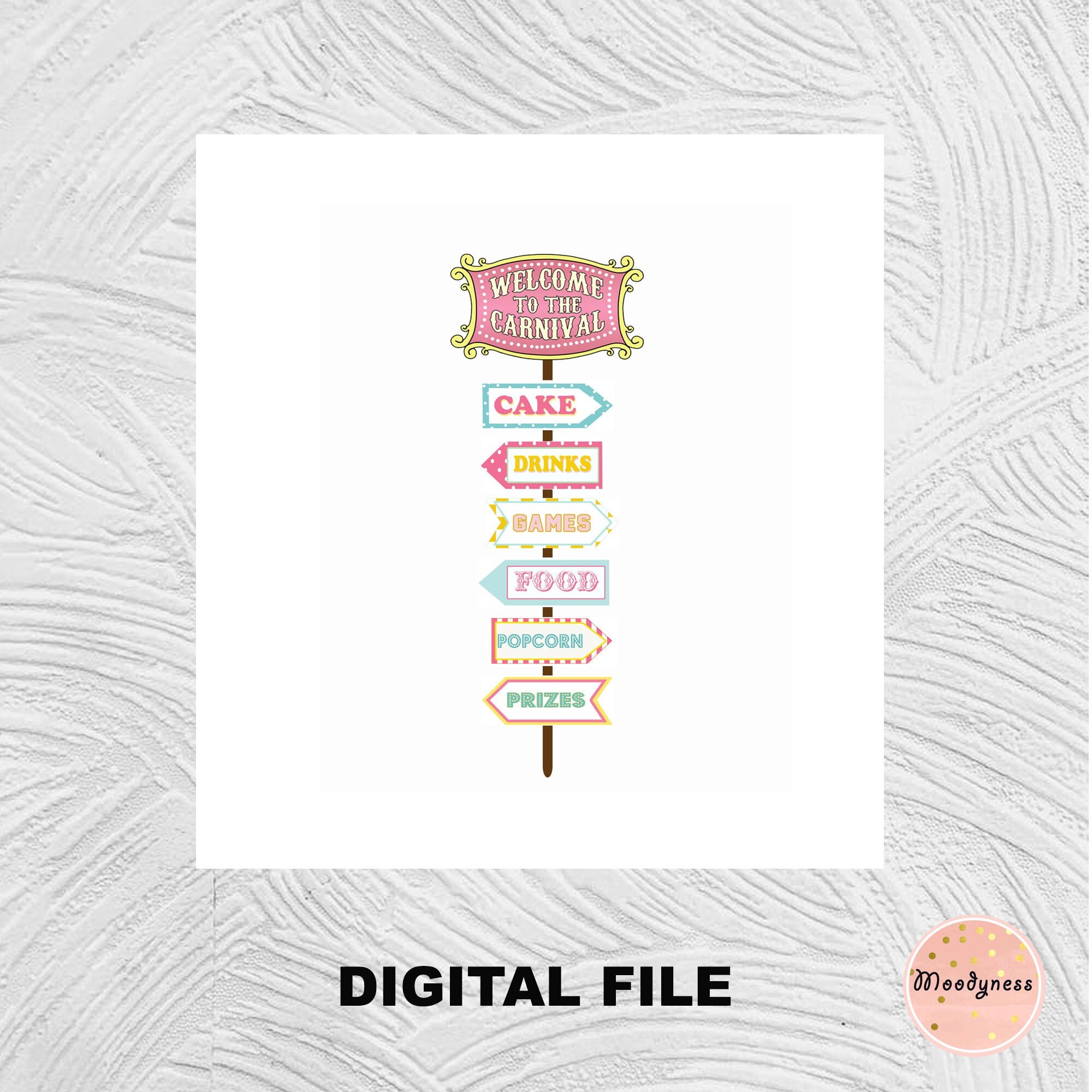 Pastel Carnival Party Signs Set of 6 Arrow and Welcome Signs - Etsy