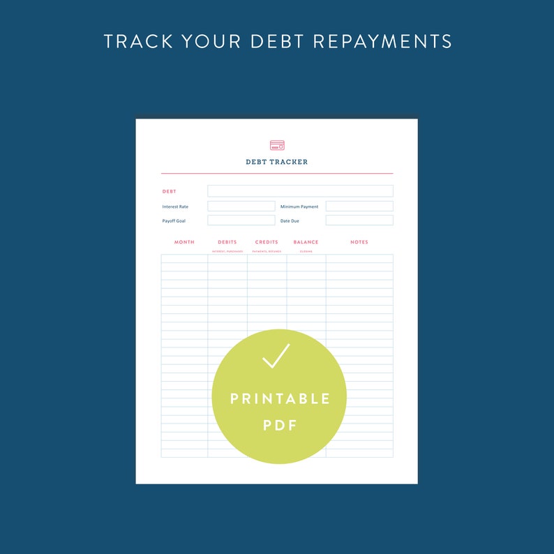 Printable Debt Tracker Debt Payoff Tracker Printable Debt Payment ...