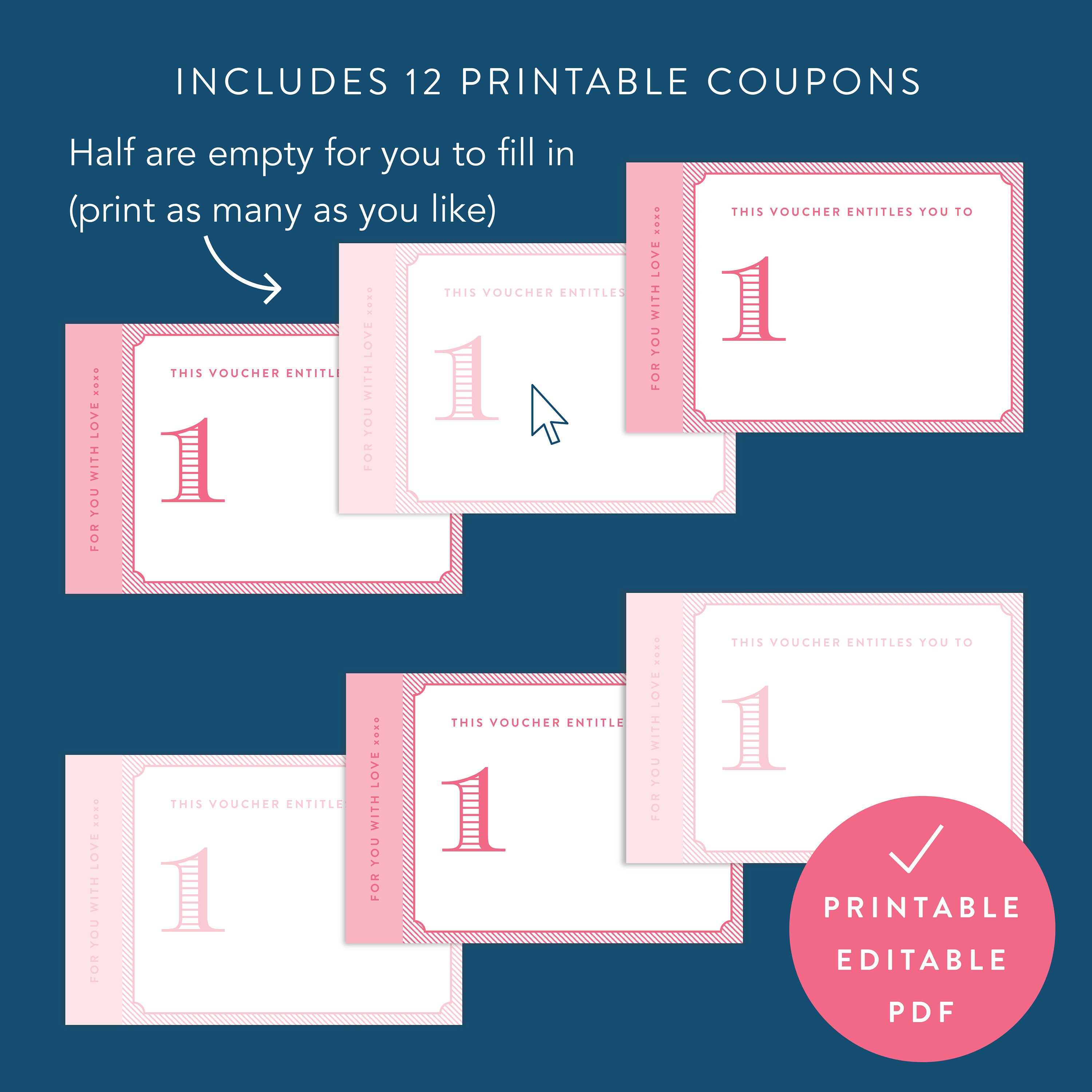 Printable Valentine's Day Coupon Kit Editable Valentine's Day Coupon ...