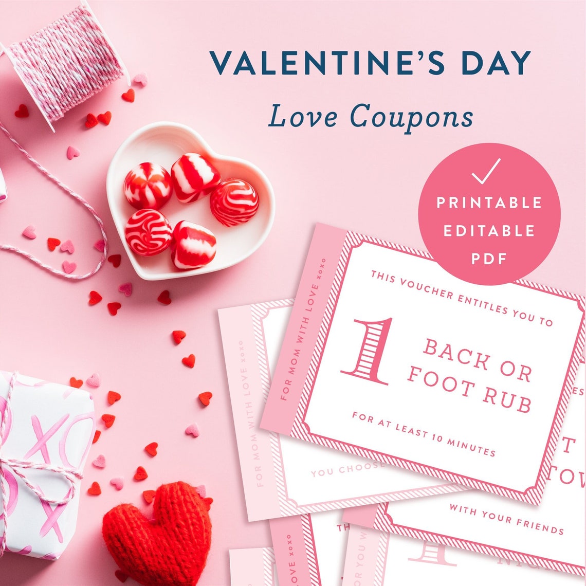 Printable Valentine's Day Coupon Kit Editable Valentine's Day Coupon ...