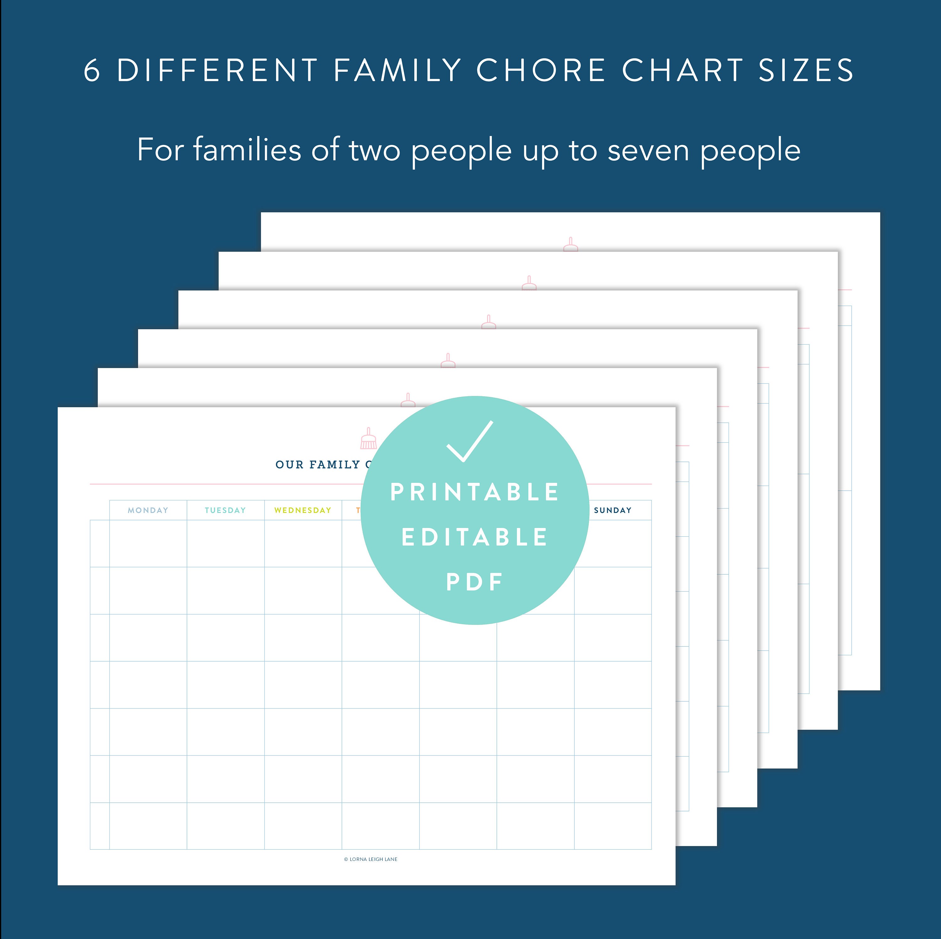 Printable Family Chore Chart Kit Printable & Editable Chore Chart ...