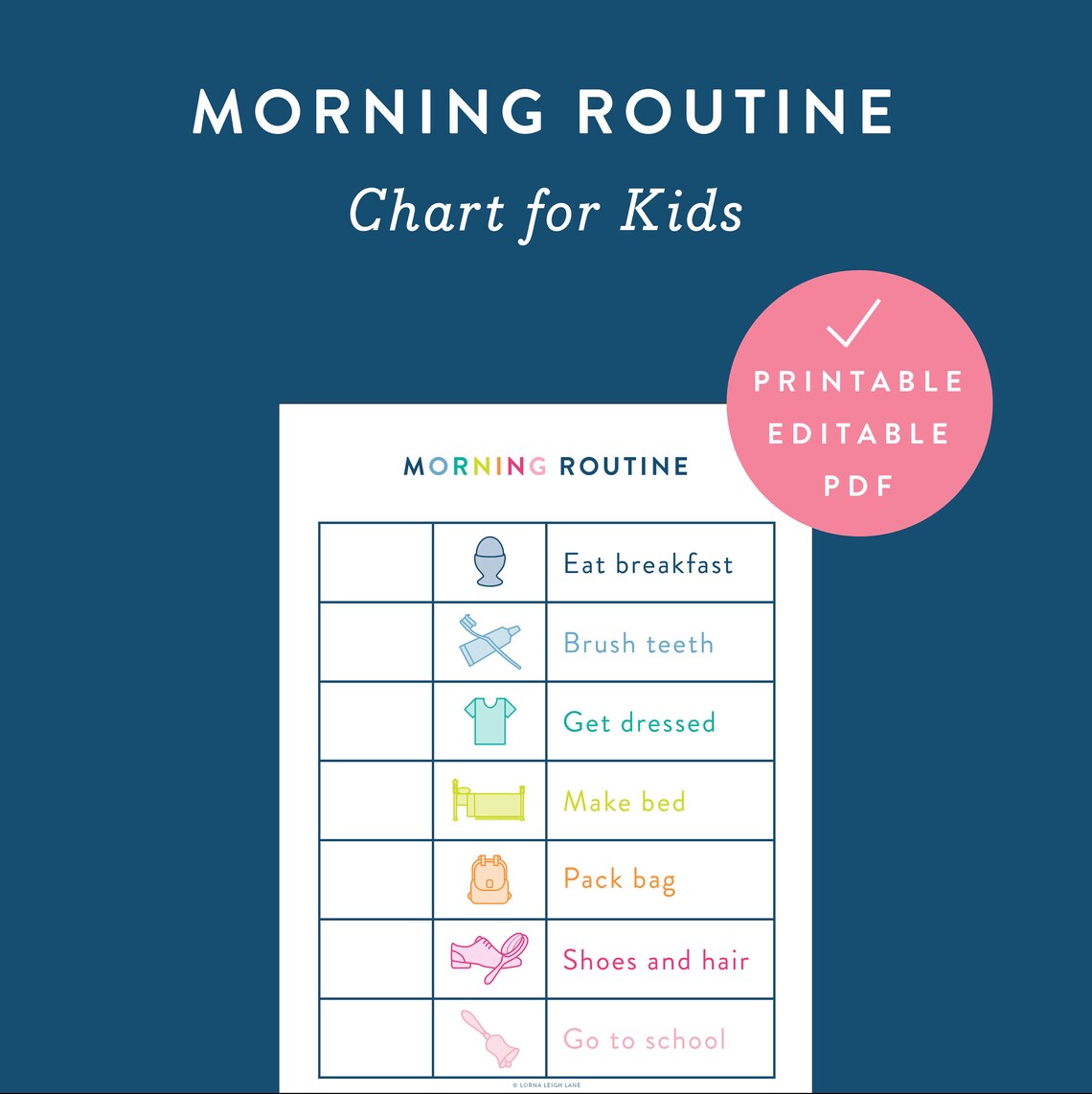 Morning Routine Chart for Kids Kids Routine Printable | Etsy