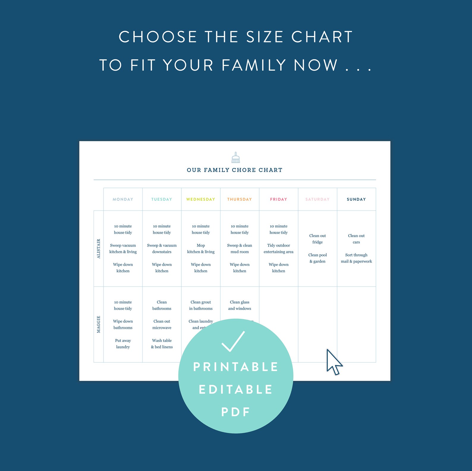 Printable Family Chore Chart Kit Printable & Editable Chore Chart ...