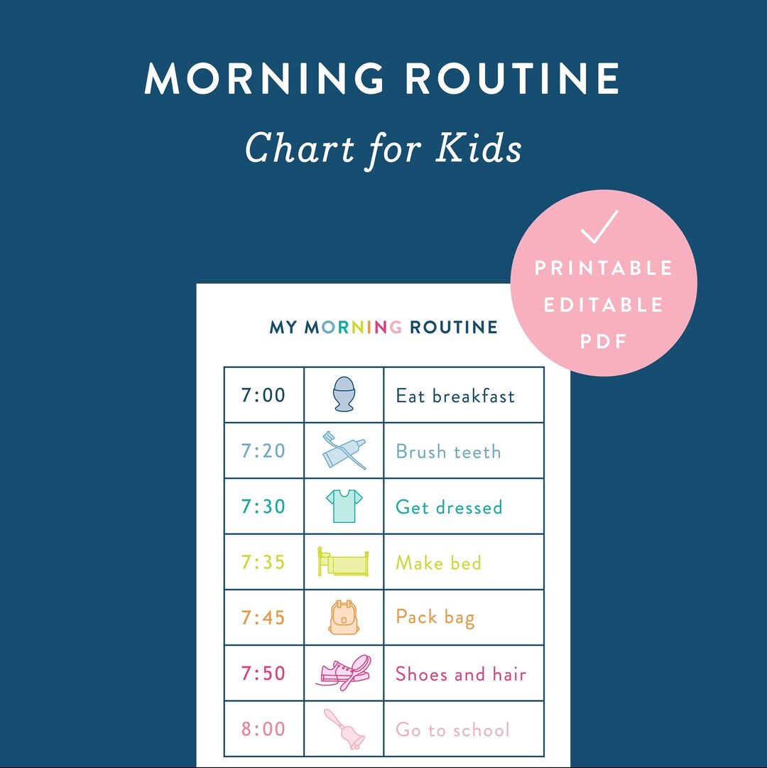 Morning Routine Chart for Kids Kids Routine Printable Routine Kids ...