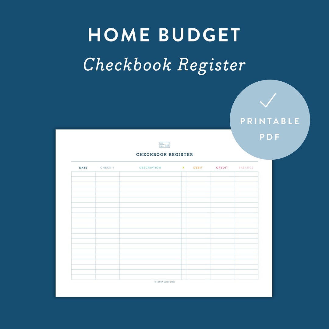 Printable Checkbook Register Monthly Checkbook Tracker Printable Check ...