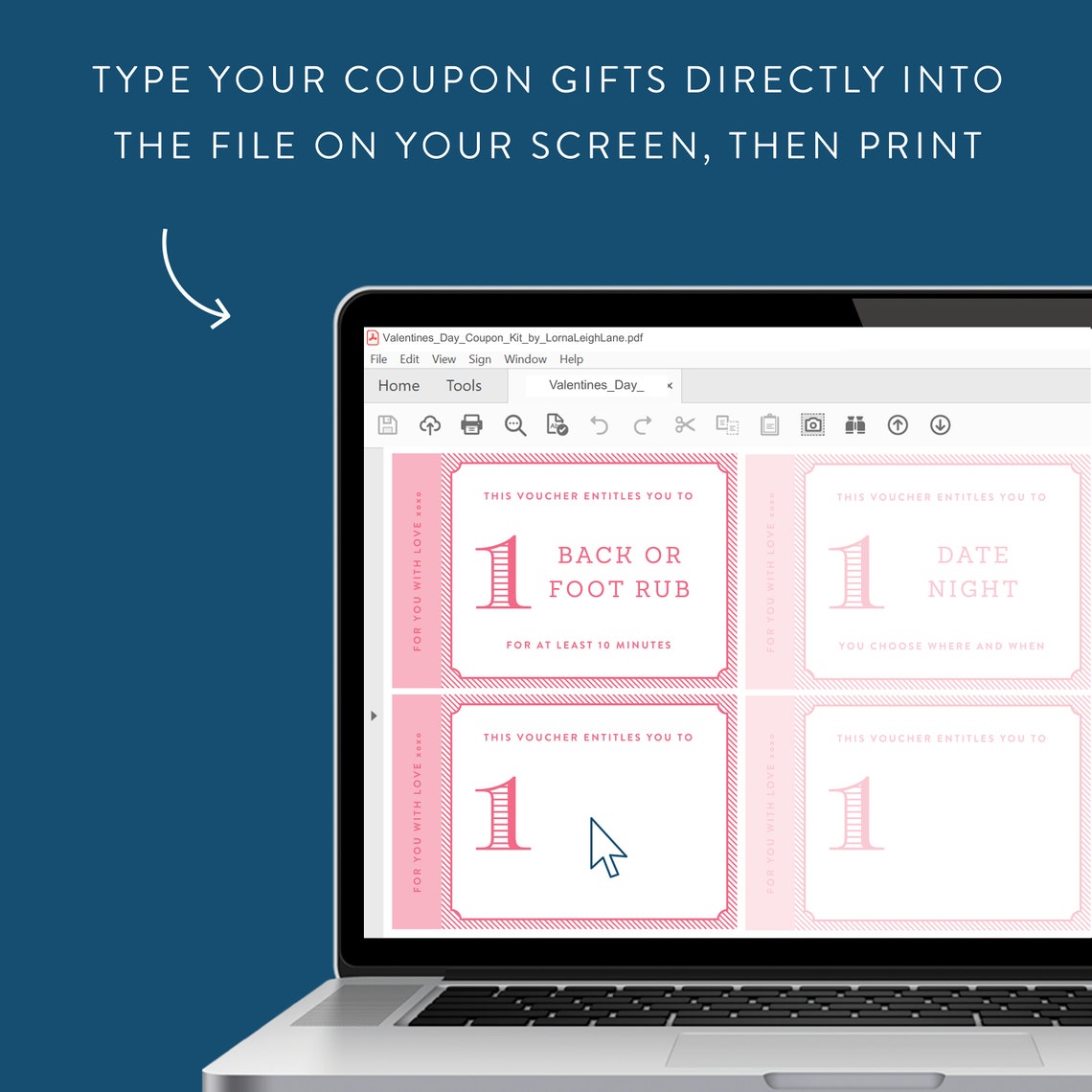 Printable Valentine's Day Coupon Kit Editable Valentine's Day Coupon ...