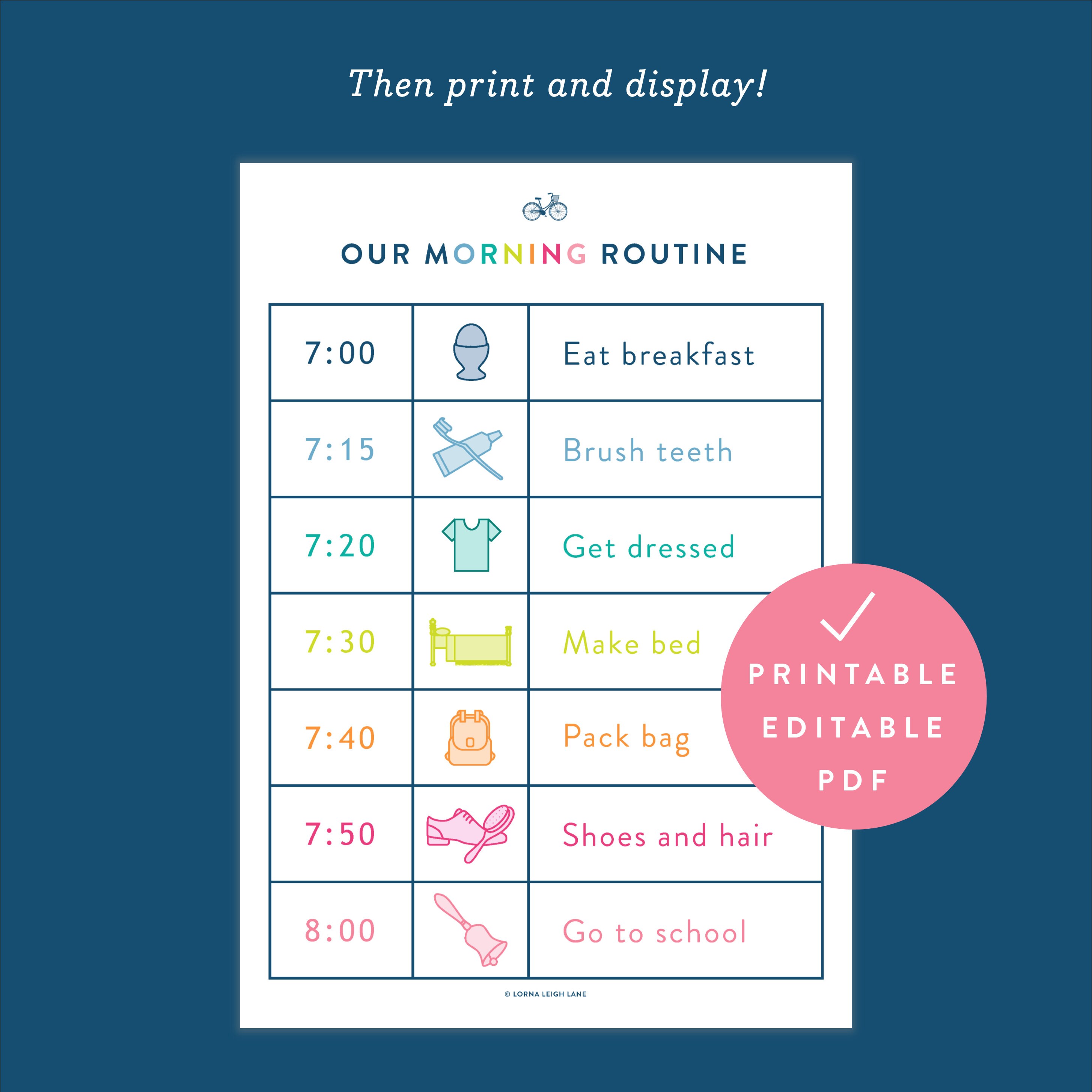 Kids' Morning Routine Chart Printable Fillable Editable | Etsy