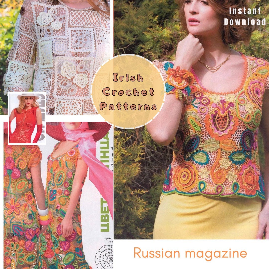 Russian Magazine Irish Crochet Patterns Irish Lace Mod 599 - Etsy