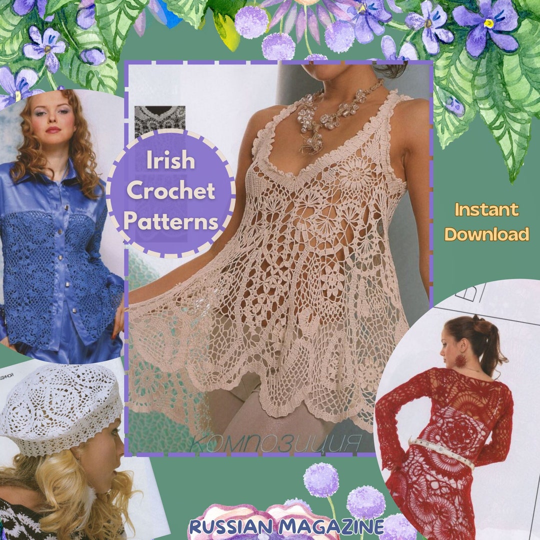 Russian Magazine Irish Crochet Patterns Irish Lace Mod 504 - Etsy