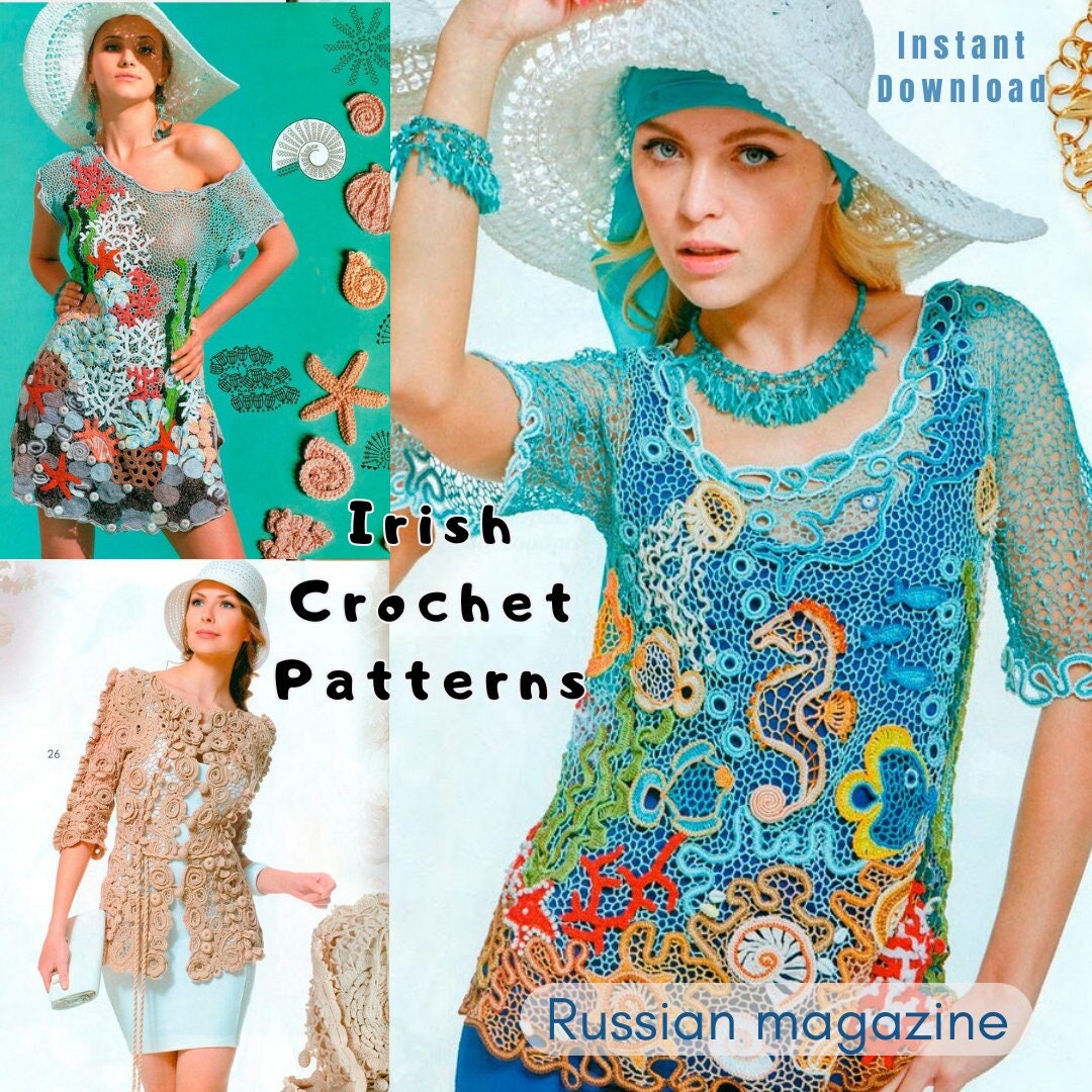 Russian Magazine Irish Crochet Patterns Irish Lace Crochet Marine ...