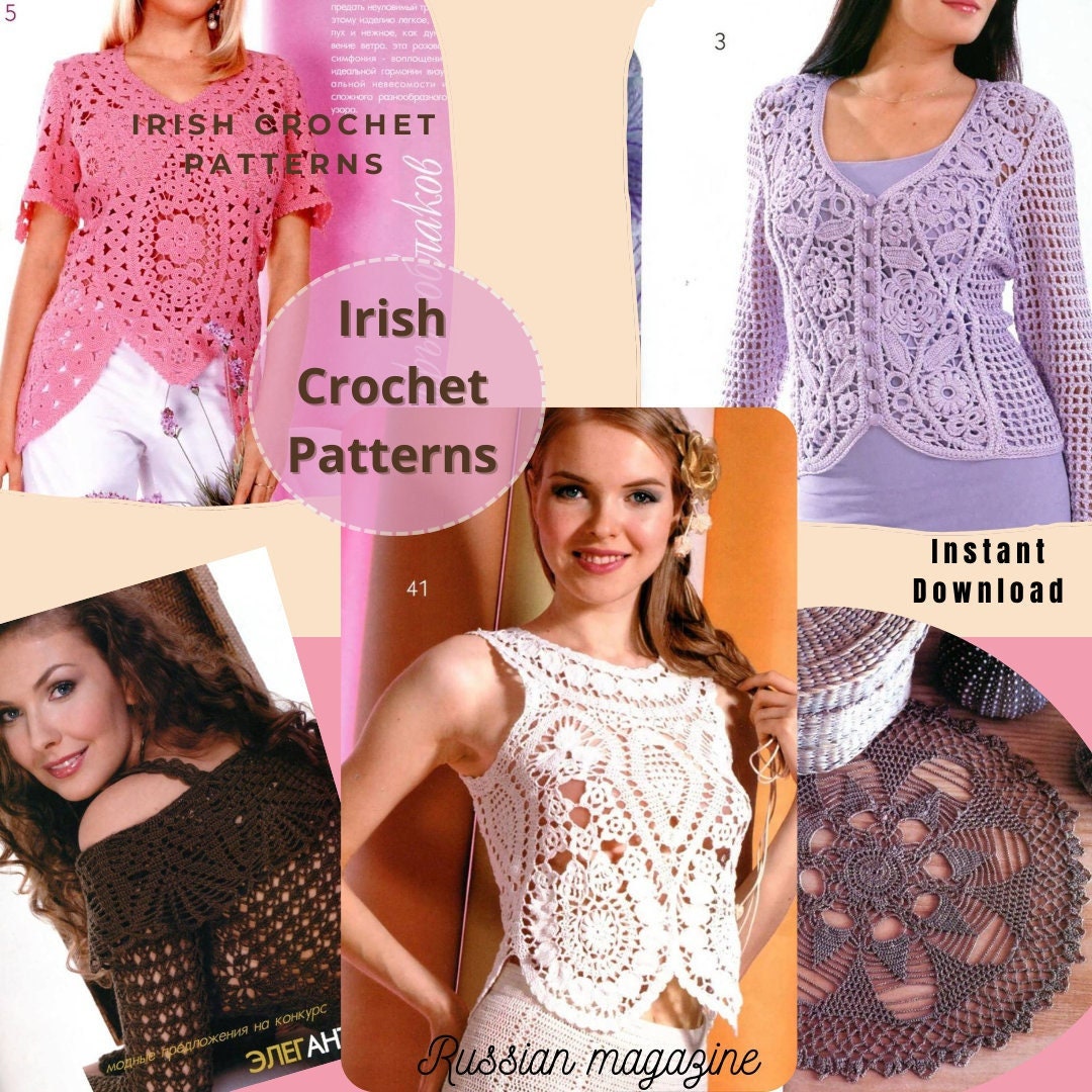 Russian Magazine Irish Crochet Patterns Irish Lace Mod 476 - Etsy
