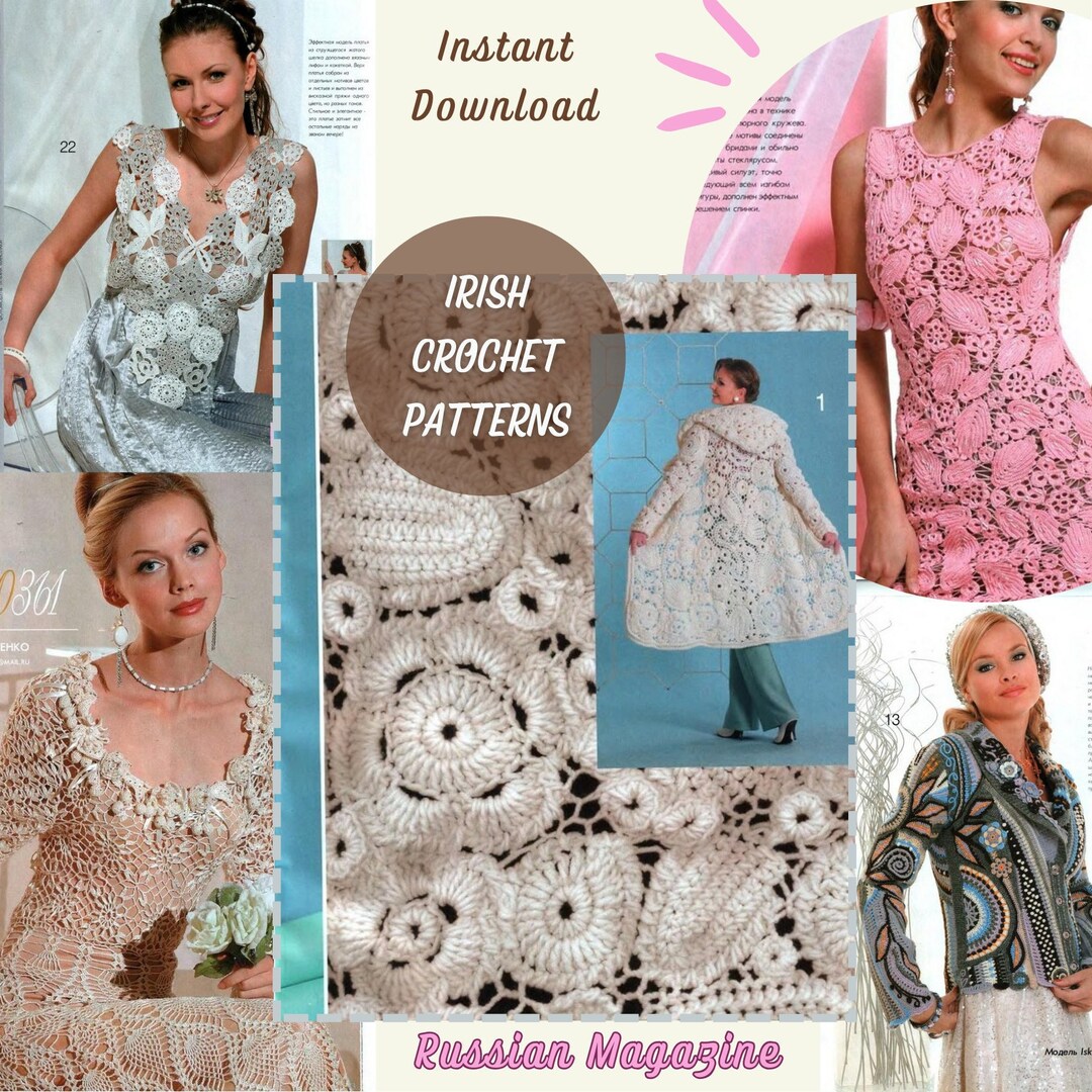 Russian Magazine Irish Crochet Patterns Irish Lace Mod 529 - Etsy