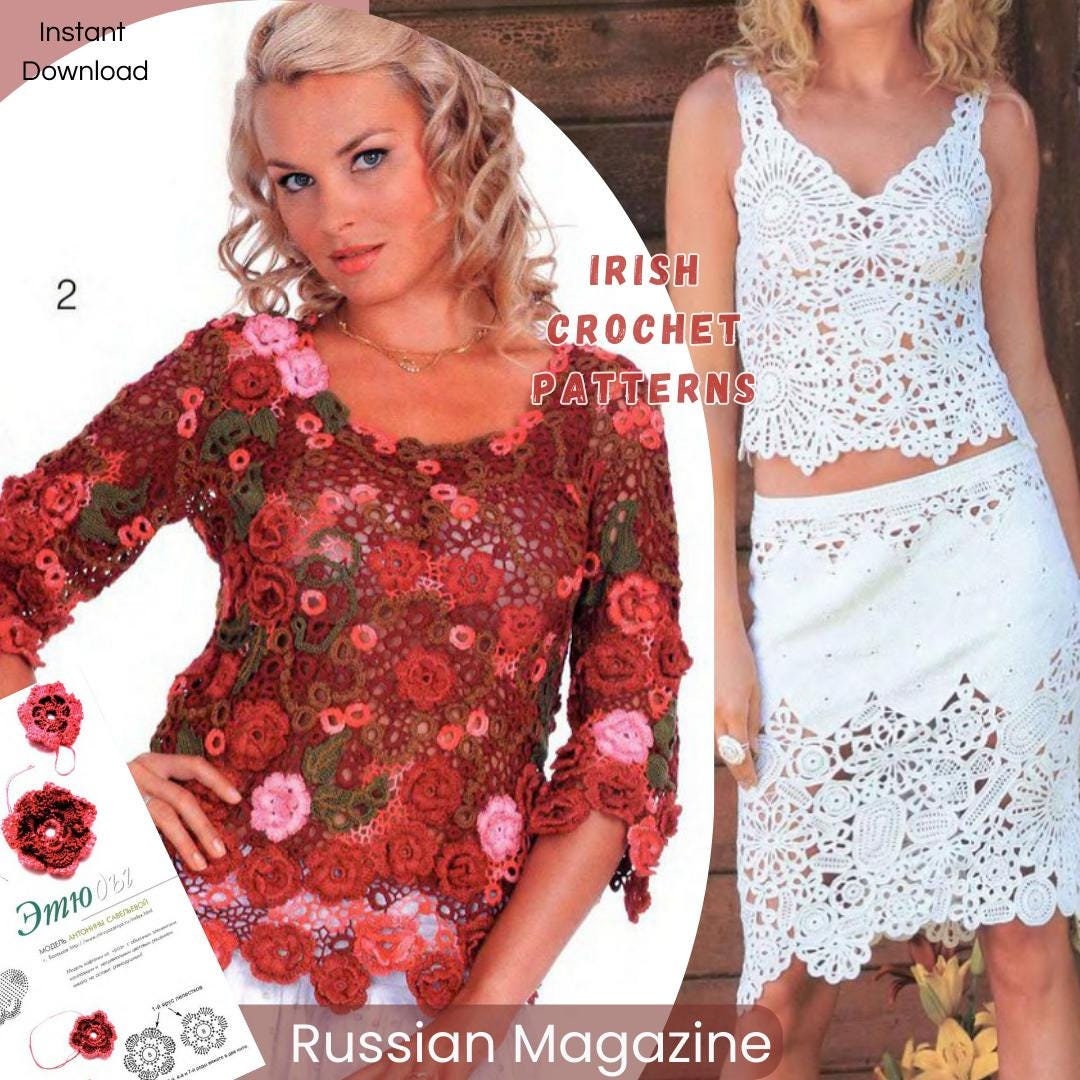Russian Magazine Irish Crochet Patterns Irish Lace Mod 537 - Etsy