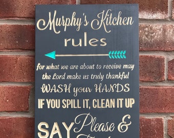 Kitchen Rules Sign | Etsy