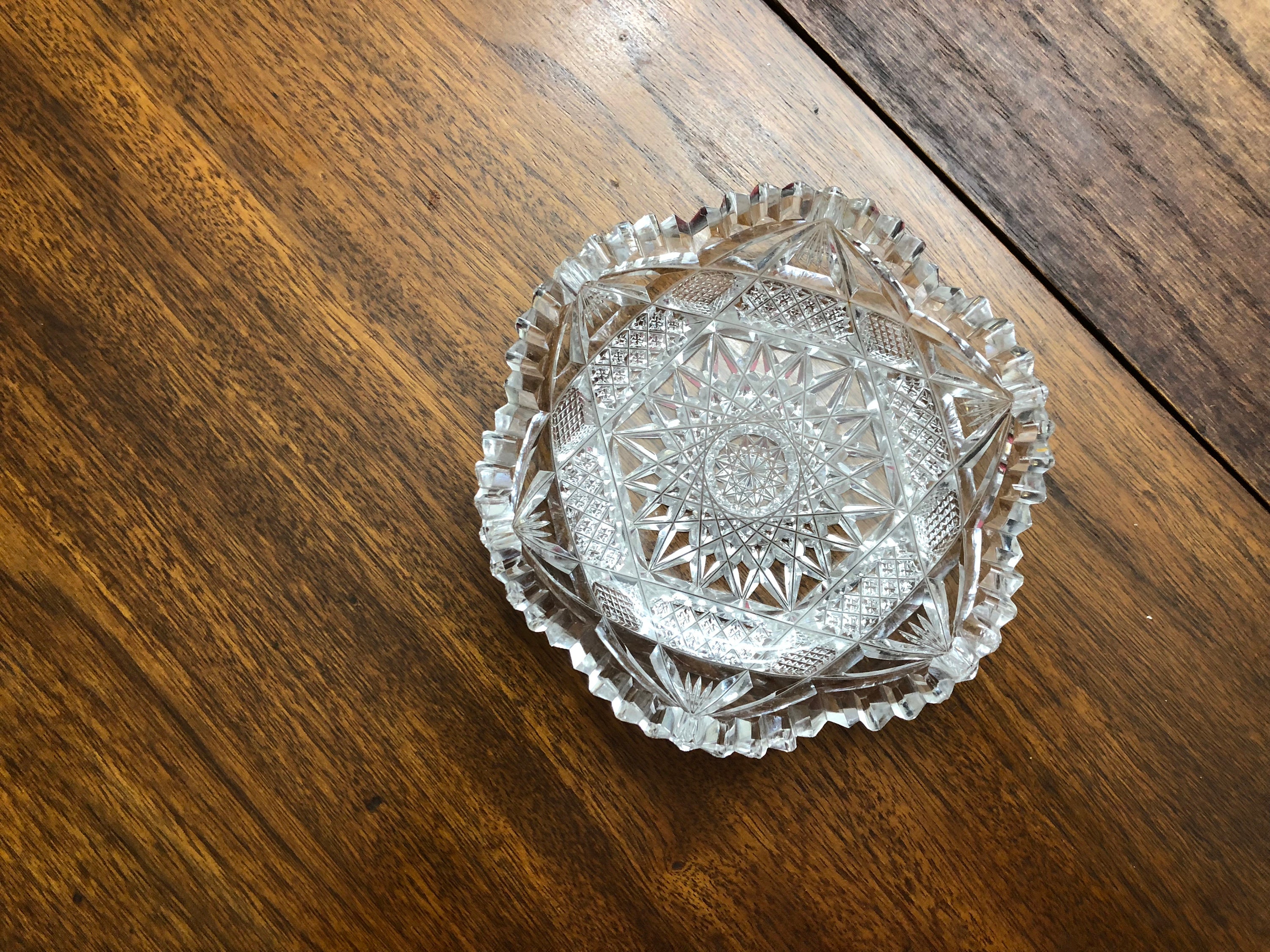 Small Cut Crystal Dish, American Brilliant Period, With 18 Point ...