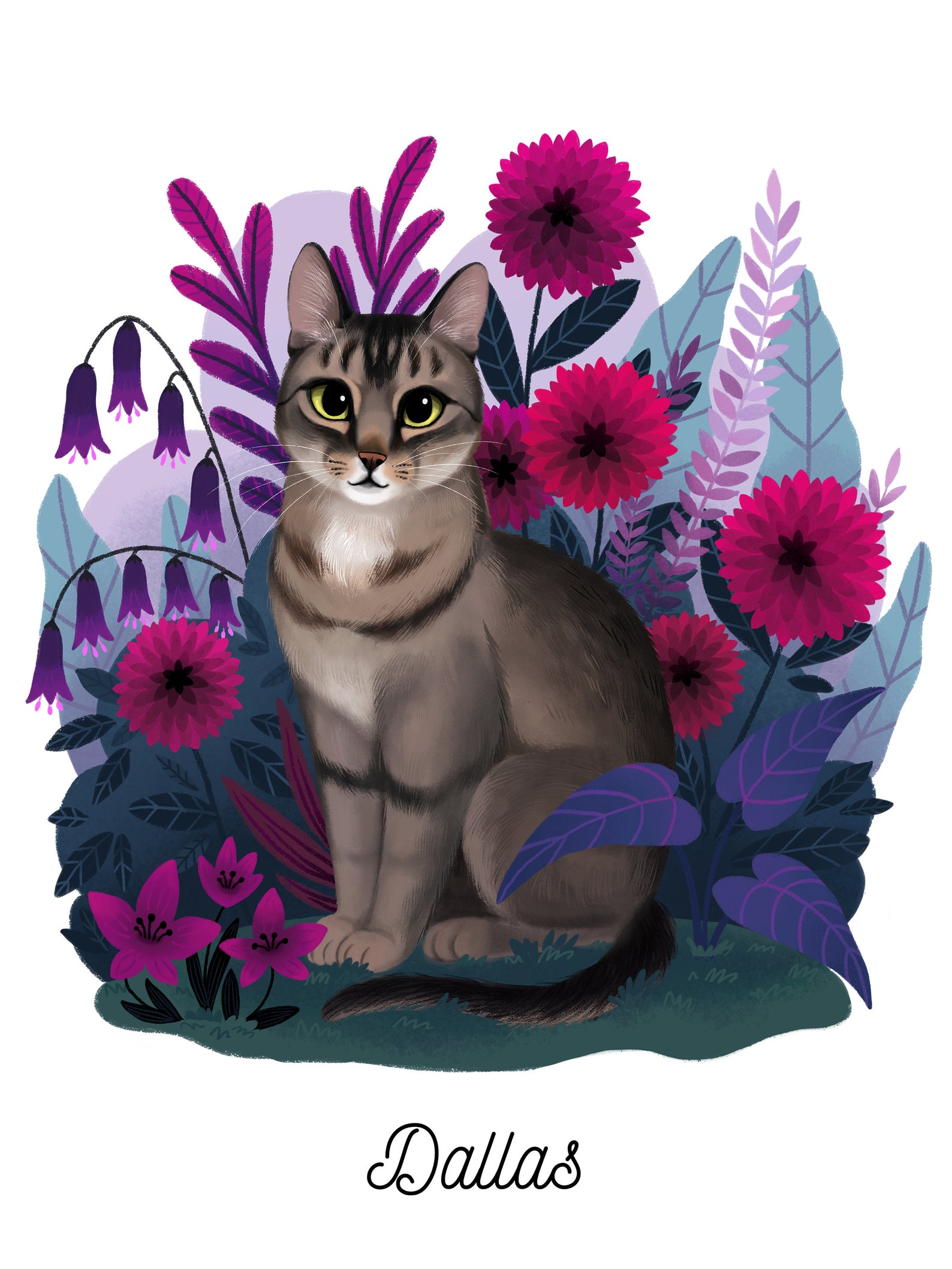 Custom Pet Portrait Floral Background Drawing of Your Pets | Etsy Canada