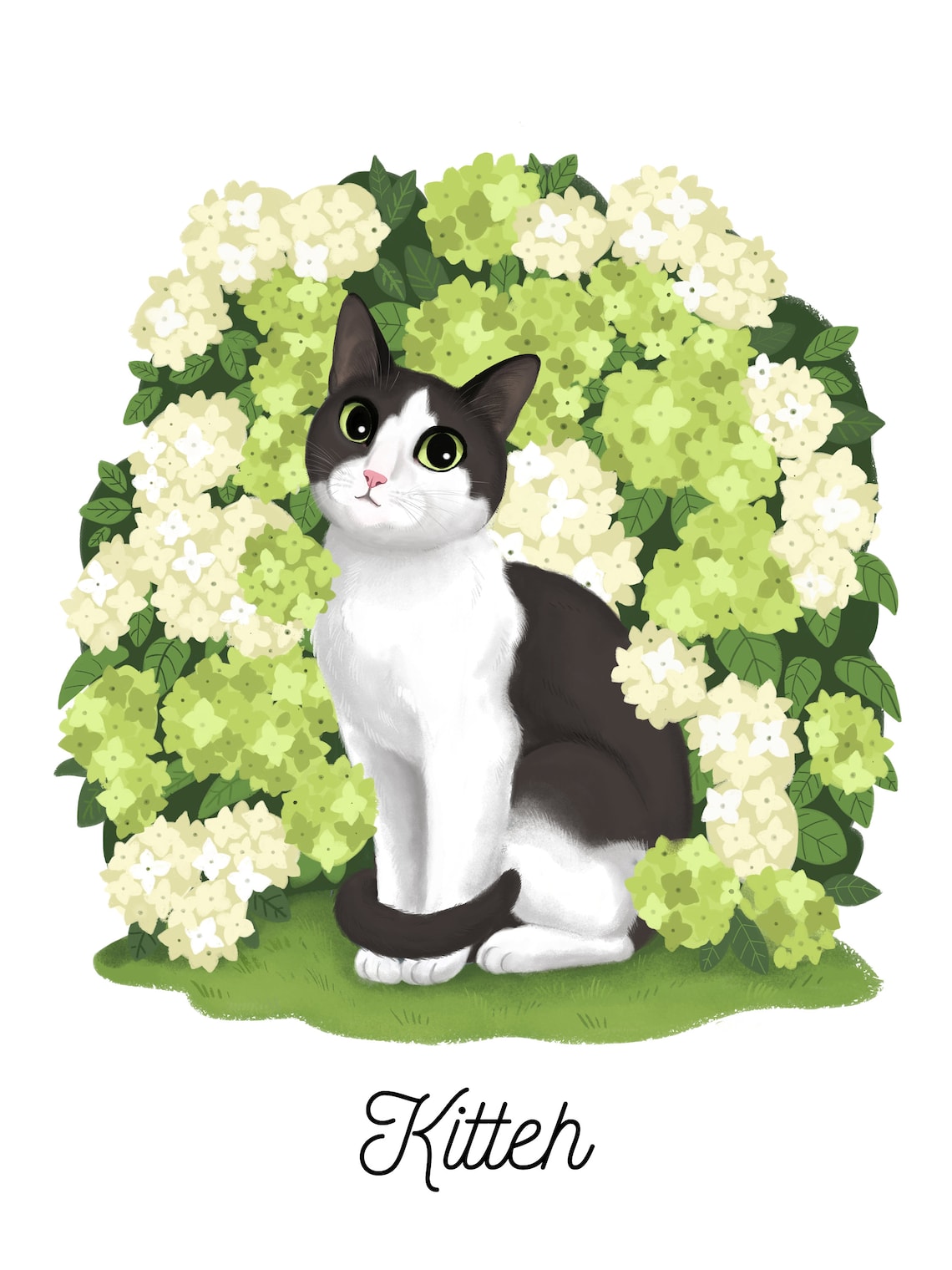 Custom Pet Portrait Floral Background Drawing of Your Pets | Etsy