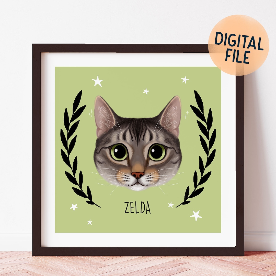 Custom Pet Portrait | Personalized Cat Drawing From Photo | Unique Gift ...