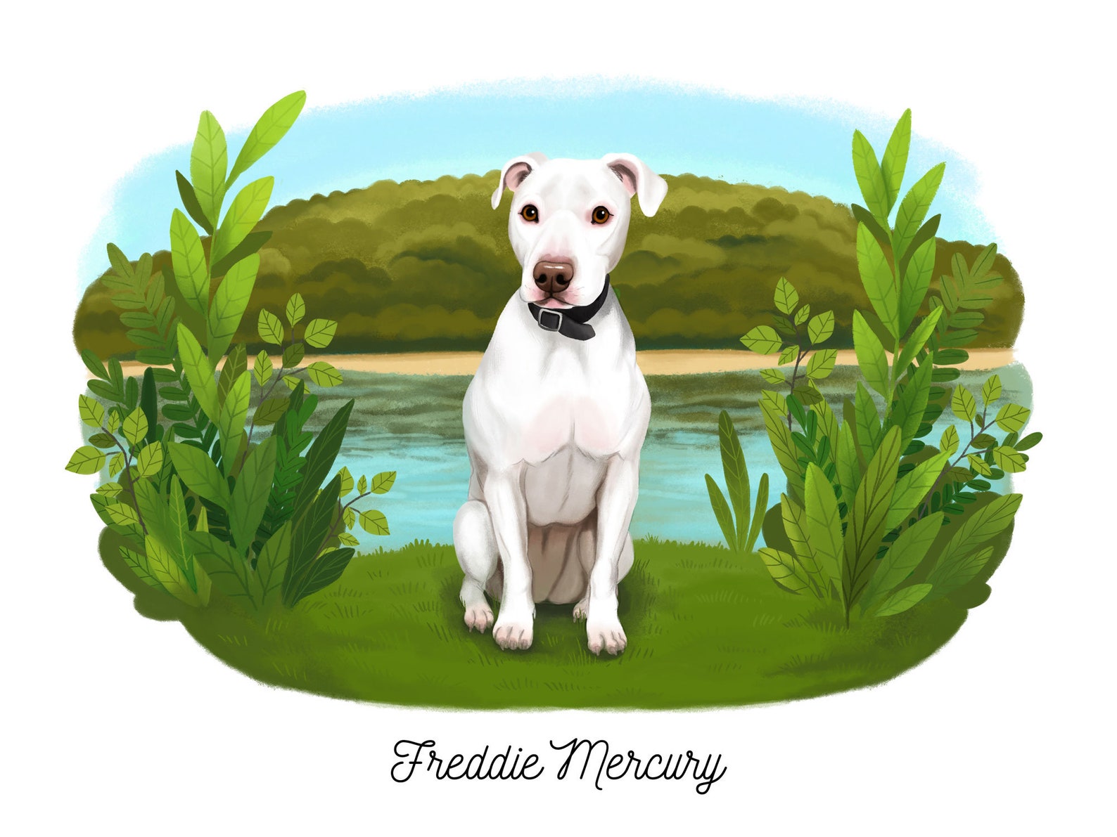 Custom Pet Portrait Floral Background Drawing of Your Pets | Etsy