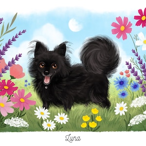 Custom Pet Portrait - Floral Background Drawing of Your Pets - Cat or ...