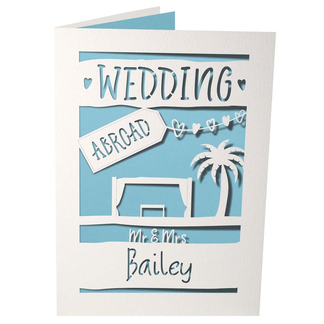 Wedding Abroad Card / Beach Wedding Card / Destination Wedding Card ...